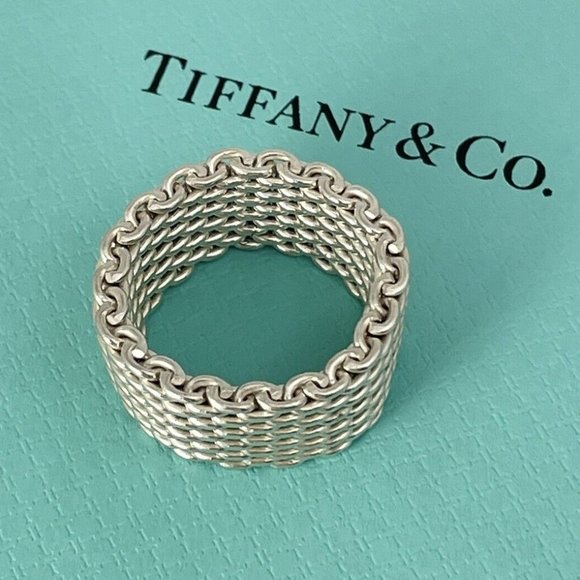 Tiffany & Co. | Jewelry | Size 65 Tiffany Co Sterling Silver Somerset Mesh Basket Weave Ring ...